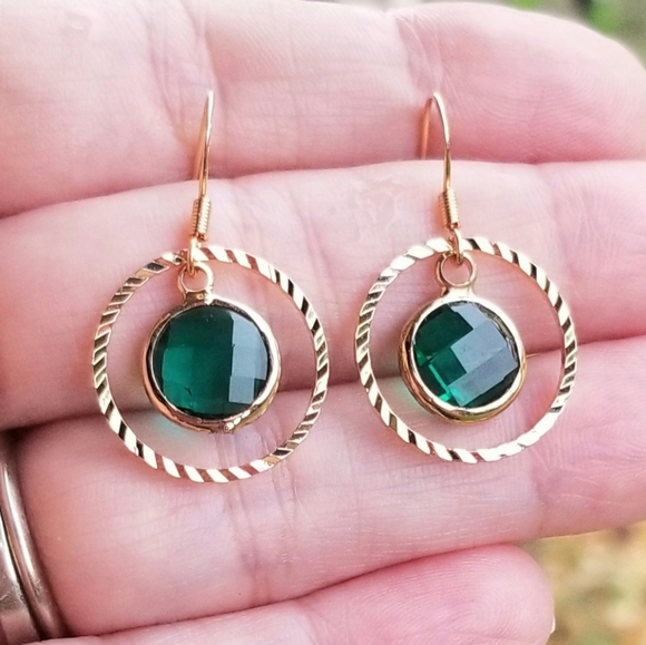Handmade | Jewelry | 8k Gold Erinite Earrings Gold Emerald Earrings ...